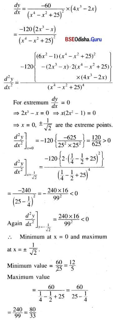 CHSE Odisha Class 12 Math Solutions Chapter 8 Application of ...