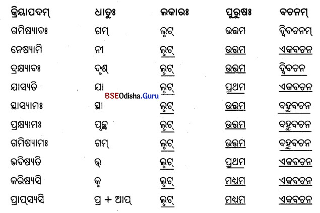 BSE Odisha 9th Class Sanskrit Grammar Solutions Chapter 9 ଧାତୁ ରୂପ ...